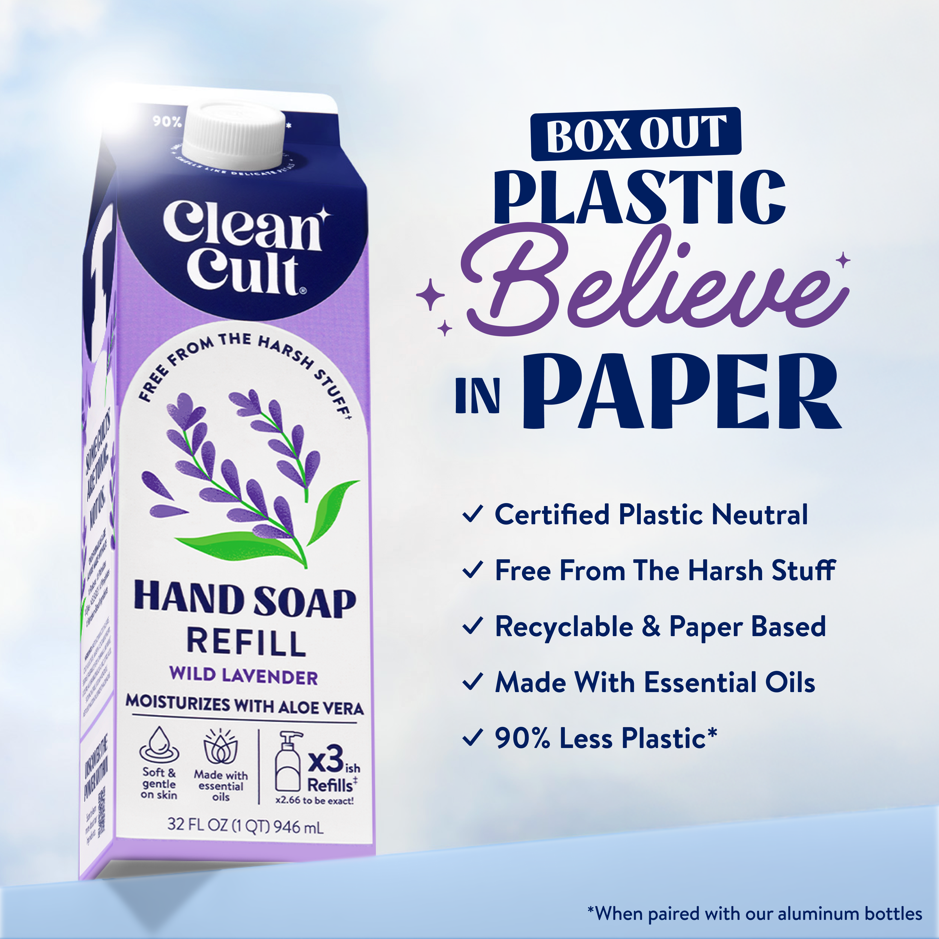 Liquid Hand Soap Refill | Wild Lavender | 32 Fl Oz | Cleancult