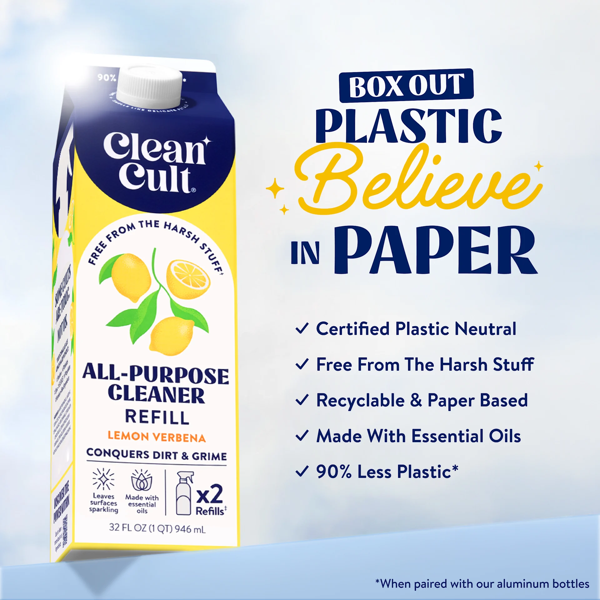 All Purpose Cleaner Refill | Lemon Verbena | 32 Fl Oz | Cleancult