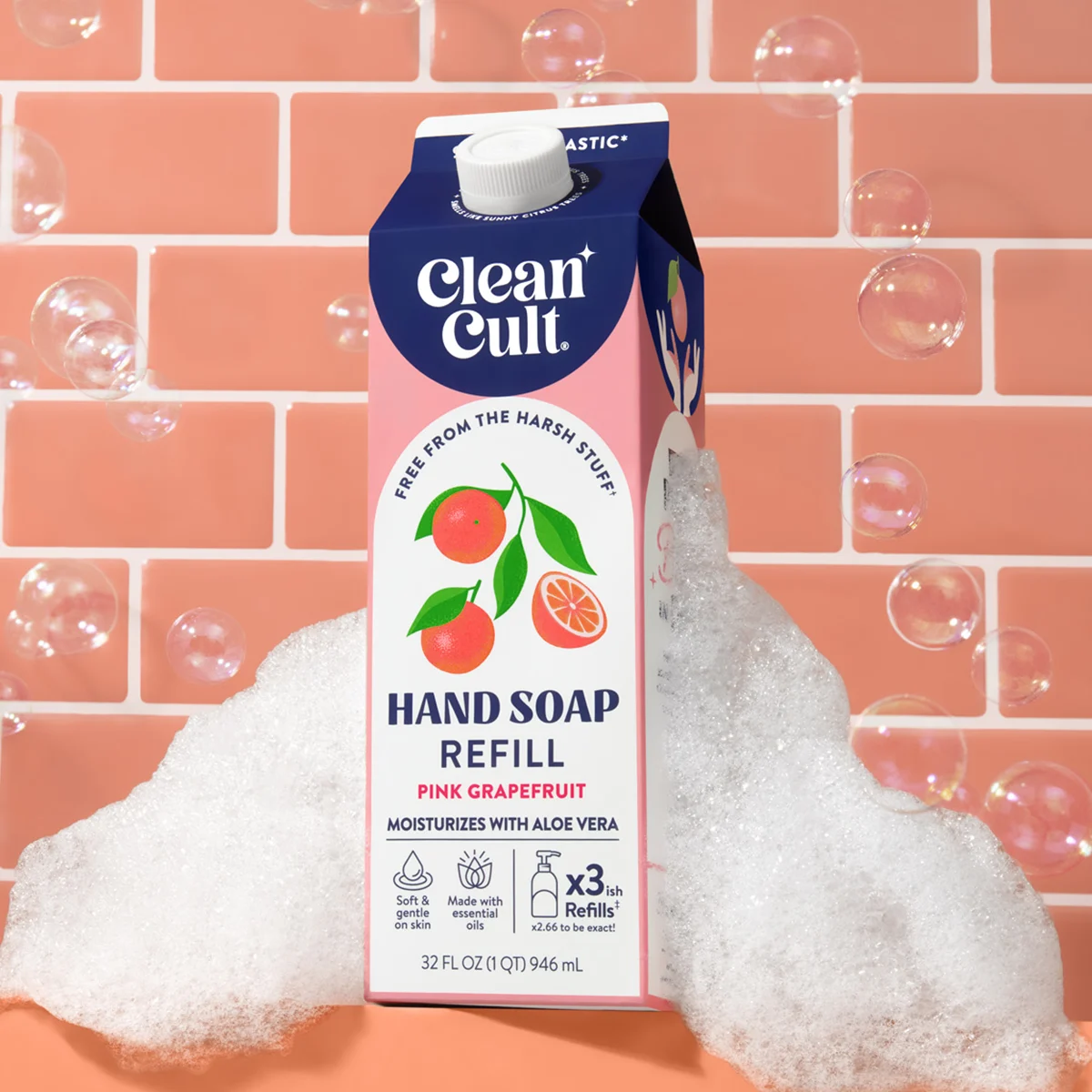 Liquid Hand Soap Refill | Pink Grapefruit | 32 Fl Oz | Cleancult