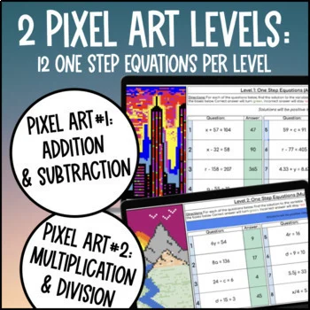 One Step Equations Digital Pixel Art | Congruent Math