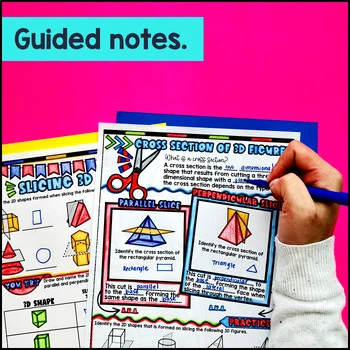 Cross Sections of 3D Figures Guided Notes w/ Doodles | Slicing Prisms ...