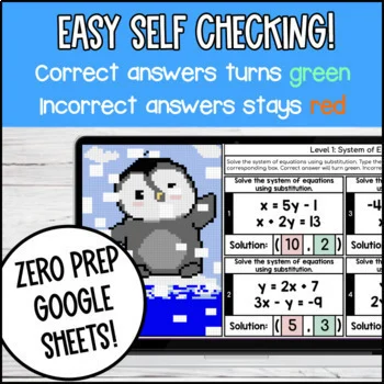 Christmas Solving Systems of Equations Pixel Art Elimination ...