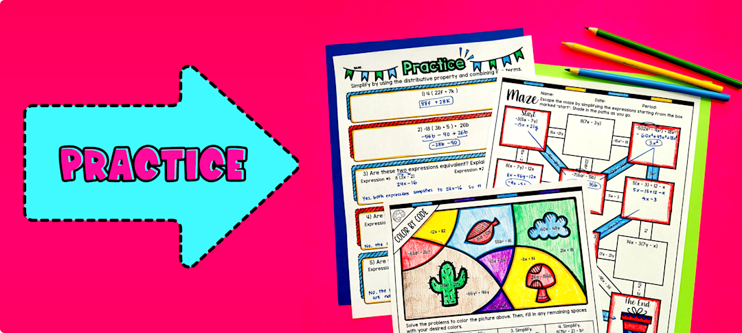 Distributive Property and Combining Like Terms (Negative Coefficients ...