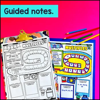 Multiples of Whole Numbers Guided Notes w/ Doodles Sketch Notes Lesson ...