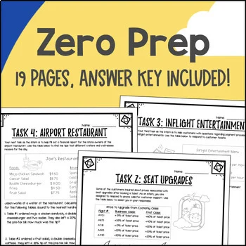 [Free] Percents Real-Life Math Project | Percent Change, Tips | Airline ...