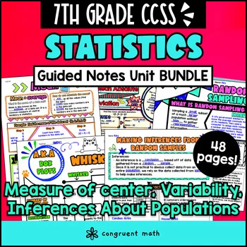 Statistics Guided Notes | 7th Grade CCSS | Random Sampling Population ...