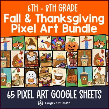 7th Grade Math Thanksgiving Math Digital Pixel Art Bundle | Fall Math ...