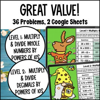 Multiply & Divide by Powers of 10 Pixel Art | Whole & Decimals | Google ...