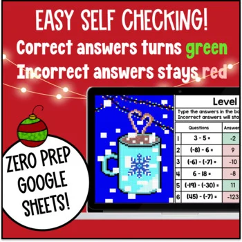 [Christmas] Integer Operations Digital Pixel Art BUNDLE Google Sheets ...