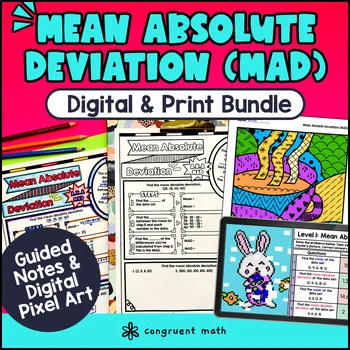 Mean Absolute Deviations MAD | 6th Grade Statistics Notes Pixel Art ...