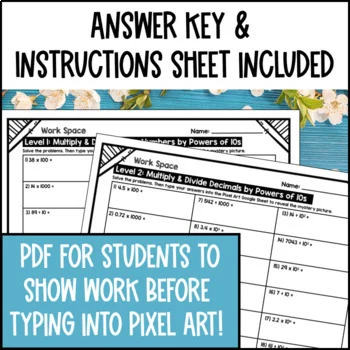 Multiply & Divide by Powers of 10 Pixel Art | Whole & Decimals | Google ...