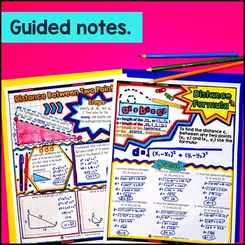 Distance Between Two Points Guided Notes w/ Doodles | Pythagorean ...