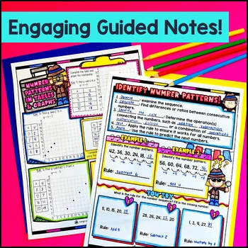 Number Patterns and Expressions Guided Notes w Doodles | 5th Grade Unit ...