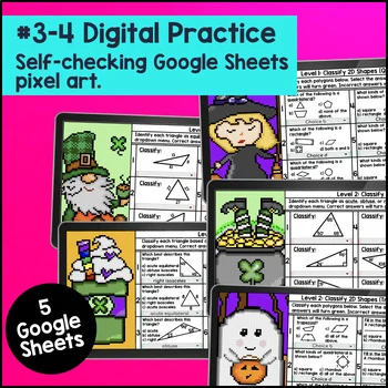 Classifying Quadrilaterals and Triangles Guided Notes & Pixel Art | 5th ...