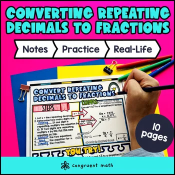 Converting Repeating Decimals to Fractions Guided Notes & Doodles ...