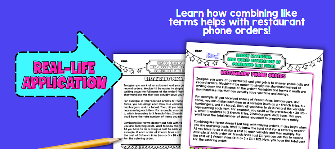 Combining Like Terms (Positive Numbers) Lesson Plan | Congruent Math