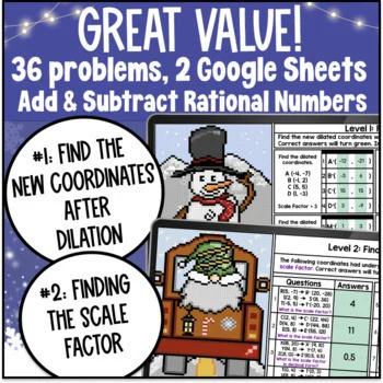 [Christmas] Dilation Digital Pixel Art | Scale Factor | Transformations ...