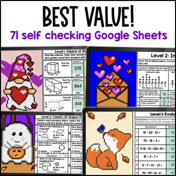 5th Grade Math Full-Year Digital Pixel Art BUNDLE | Google Sheets | Sub ...