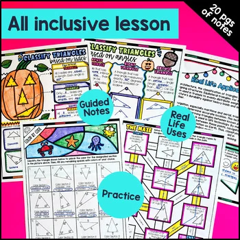 Classifying Quadrilaterals and Triangles Guided Notes & Pixel Art | 5th ...