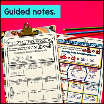 Distributive Property Guided Notes w/ Doodles | Combining Like Terms ...