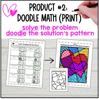 Combining Like Terms & Distributive Property | Google Sheets | Print ...