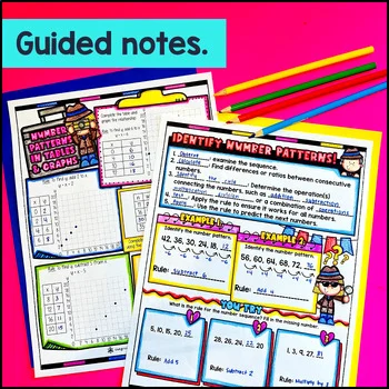 Number Patterns & Graphing Relationships Guided Notes with Doodles ...