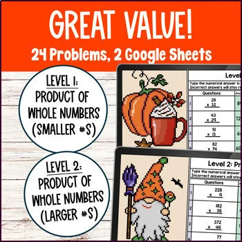 Thanksgiving Multiplying Multi-Digit Whole Numbers Pixel Art | Product ...