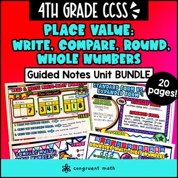 Place Value of Chart Compare Round Whole Numbers Guided Notes | 4th ...