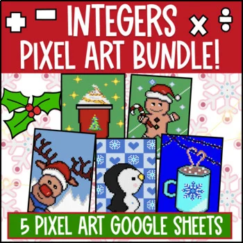 [Christmas] Integer Operations Digital Pixel Art BUNDLE Google Sheets ...