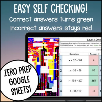 One Step Equations Digital Pixel Art | Congruent Math