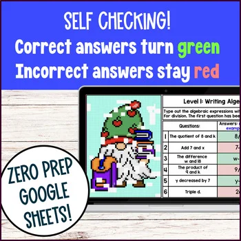 Writing Algebraic Expressions Digital Pixel Art | 6th Grade | Sum ...