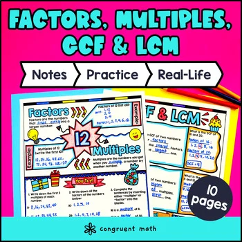 Greatest Common Factor & Least Common Multiple GCF LCM Guided Notes ...