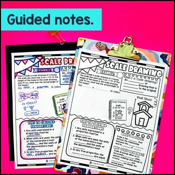 Scale Drawings Scale Factors Guided Notes & Doodles | Map Scale ...