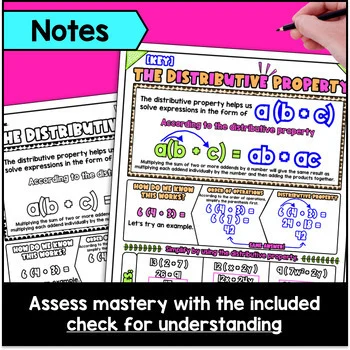 Distributive Property of Multiplication Guided Notes & Doodles | 6th ...