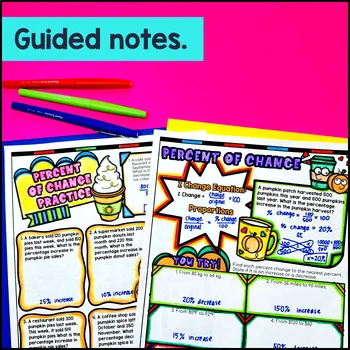Percent of Change Guided Notes with Doodles | Percent Proportions ...