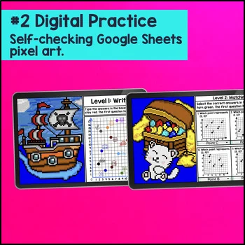 Coordinate Plane Quadrant 1 Graphing Guided Notes & Pixel Art | 5th ...