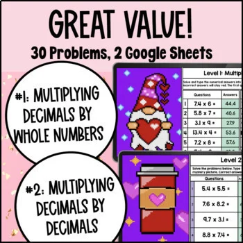 Multiplying Decimals by Decimals & Whole Numbers Digital Pixel Art ...