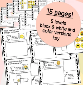 Surface Area of 3D Shape Nets Math Project | Decimals, Fractions, Whole ...