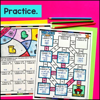 Evaluating Algebraic Expressions Guided Notes w/ Doodles | Sketch Notes ...