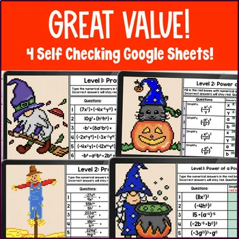 Laws of Exponents Pixel Art BUNDLE | Fall & Halloween | Google Sheets ...