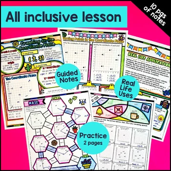Coordinate Plane Quadrant 1 Graphing Guided Notes & Pixel Art | 5th ...