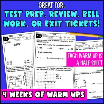 6th Grade End of Year Math Activities | CCSS Test Prep | Bell Work ...