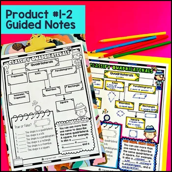 Classifying Quadrilaterals and Triangles Guided Notes & Pixel Art | 5th ...