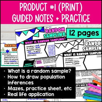 Population Inferences from Random Sampling Guided Notes & Pixel Art ...
