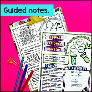 Adding and Subtracting Rational Numbers Fractions, Decimals Guided ...