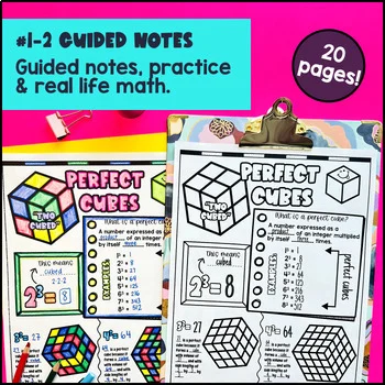 Square Roots & Cube Roots Digital & Print Bundle | Guided Notes Pixel ...
