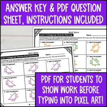 Pythagorean Theorem Digital Pixel Art | Triangle Hypotenuse & Leg ...