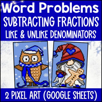 [Christmas] Adding and Subtracting Fractions Word Problems Pixel Art ...