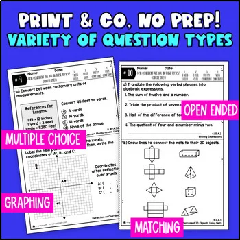 6th Grade End of Year Math Activities | CCSS Test Prep | Bell Work ...