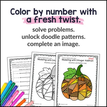 [Thanksgiving] Add & Subtract Integers Visual Models Doodle & Color by ...